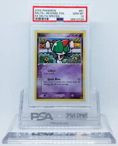 POKEMON EX DELTA SPECIES RALTS #81 REVERSE HOLO FOIL CARD PSA 10 GEM ...