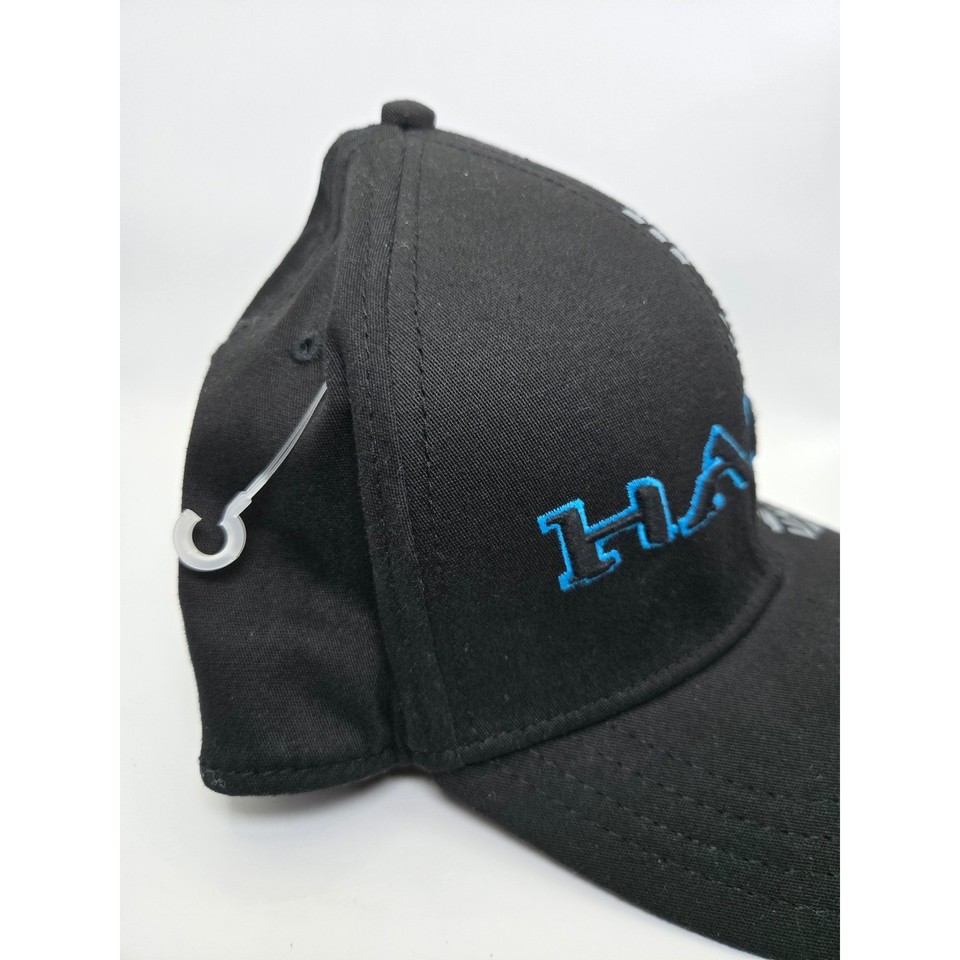 Halo UNSC Xbox 360 3 Black Blue Baseball Hat Raised Letter Stretch Fit ...