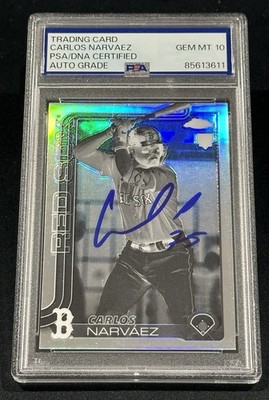2025 Topps Chrome Signed Carlos Narvaez Negative Refractor Card RC PSA ...