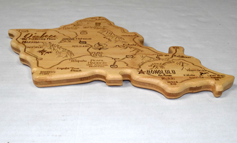 Cutting Board Totally Bamboo Oahu Hawaii Island Map Stacked Moso Bamboo ...