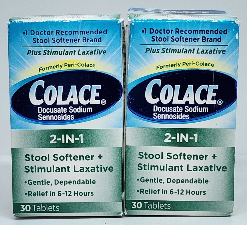 2 Pack Colace Docusate Sodium 2 in 1 Stool Softener + Stimulant ...