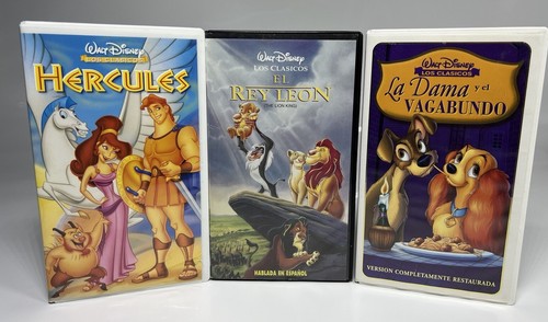Lot of 3 Disney Spanish VHS Hercules El Rey Leon La Dama Y El VAGABUNDO ...