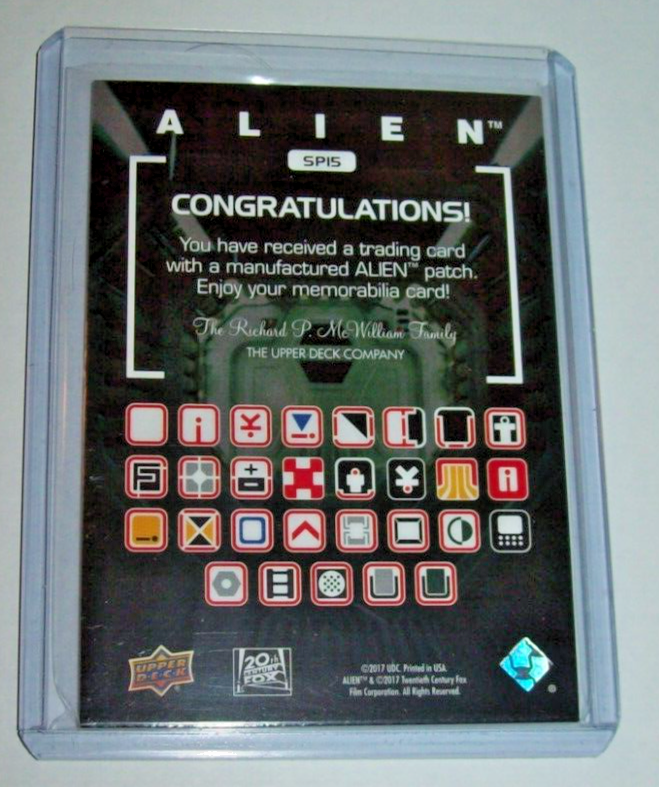 2017 Upper Deck Alien Area Shielded from Radiation Semiotic Patch Card ...