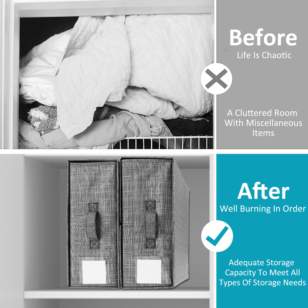 2Pcs Bed Sheet Organizer Foldable Bed Sheet Storage Bins with Handle ...