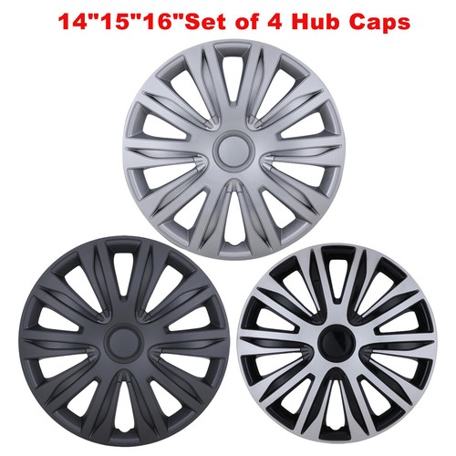 14"-16" Set of 4 Wheel Covers Snap On Full Hub Caps R14 R15 R16 Tire ...
