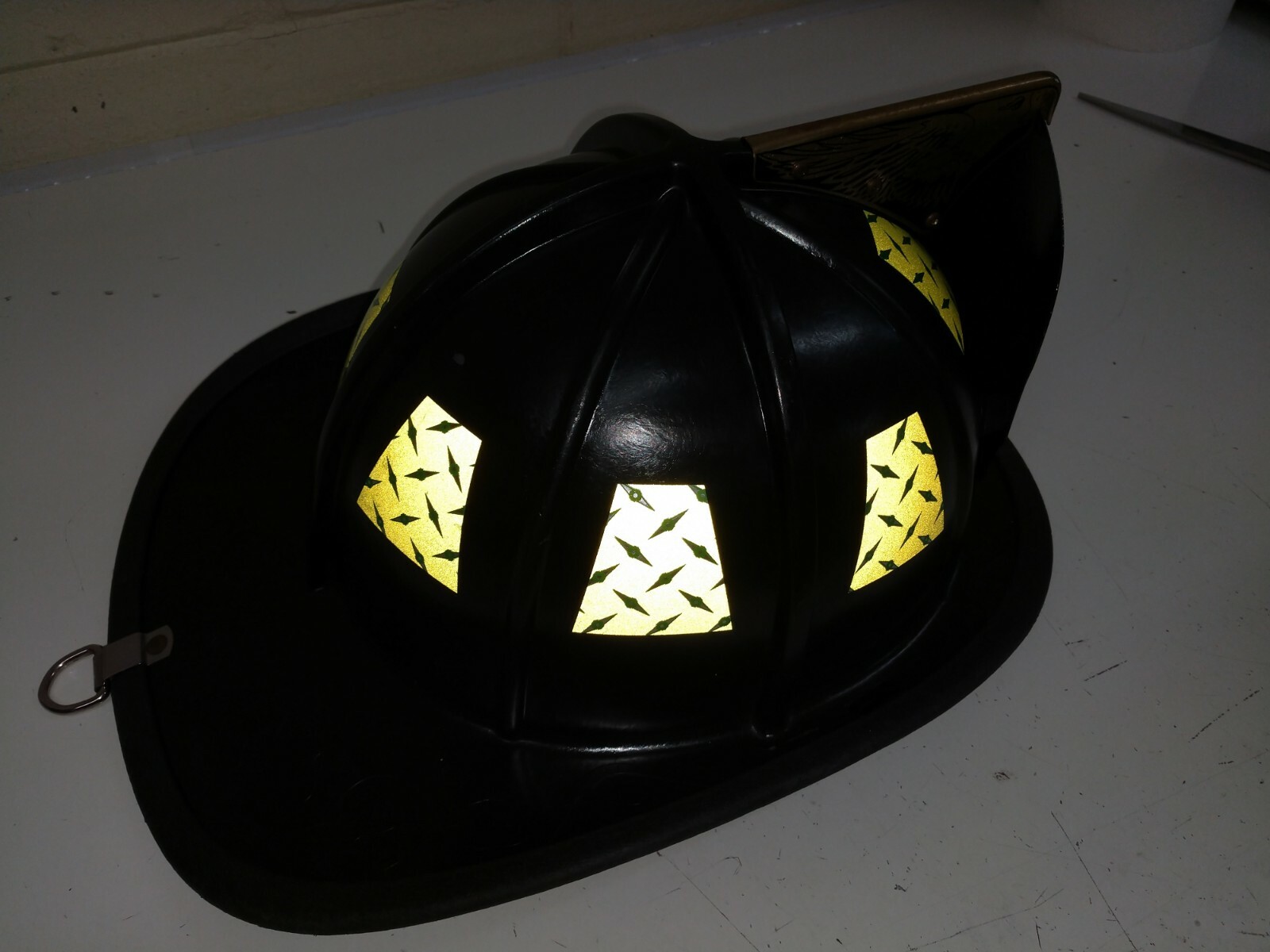 8 Reflective Fluorescent Yellow Diamond Plate Fire Helmet Tetrahedrons ...