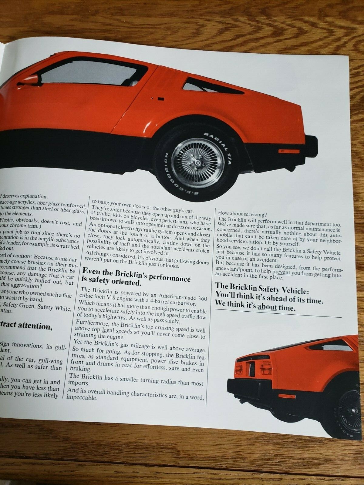 1974-1975 Bricklin Safety Red HUGE FOLDOUT 24x24 Poster / BROCHURE CATALOG