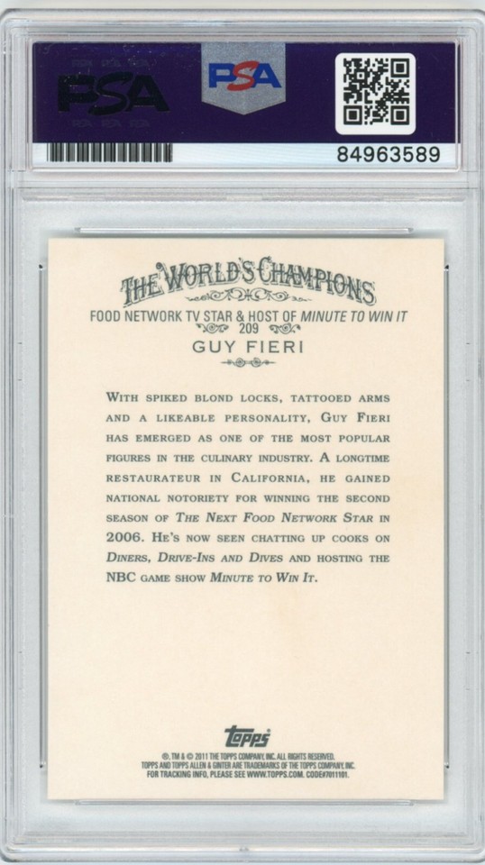2011 Topps Allen & Ginter Guy Fieri SIGNED #209 Card PSA Slabbed ...