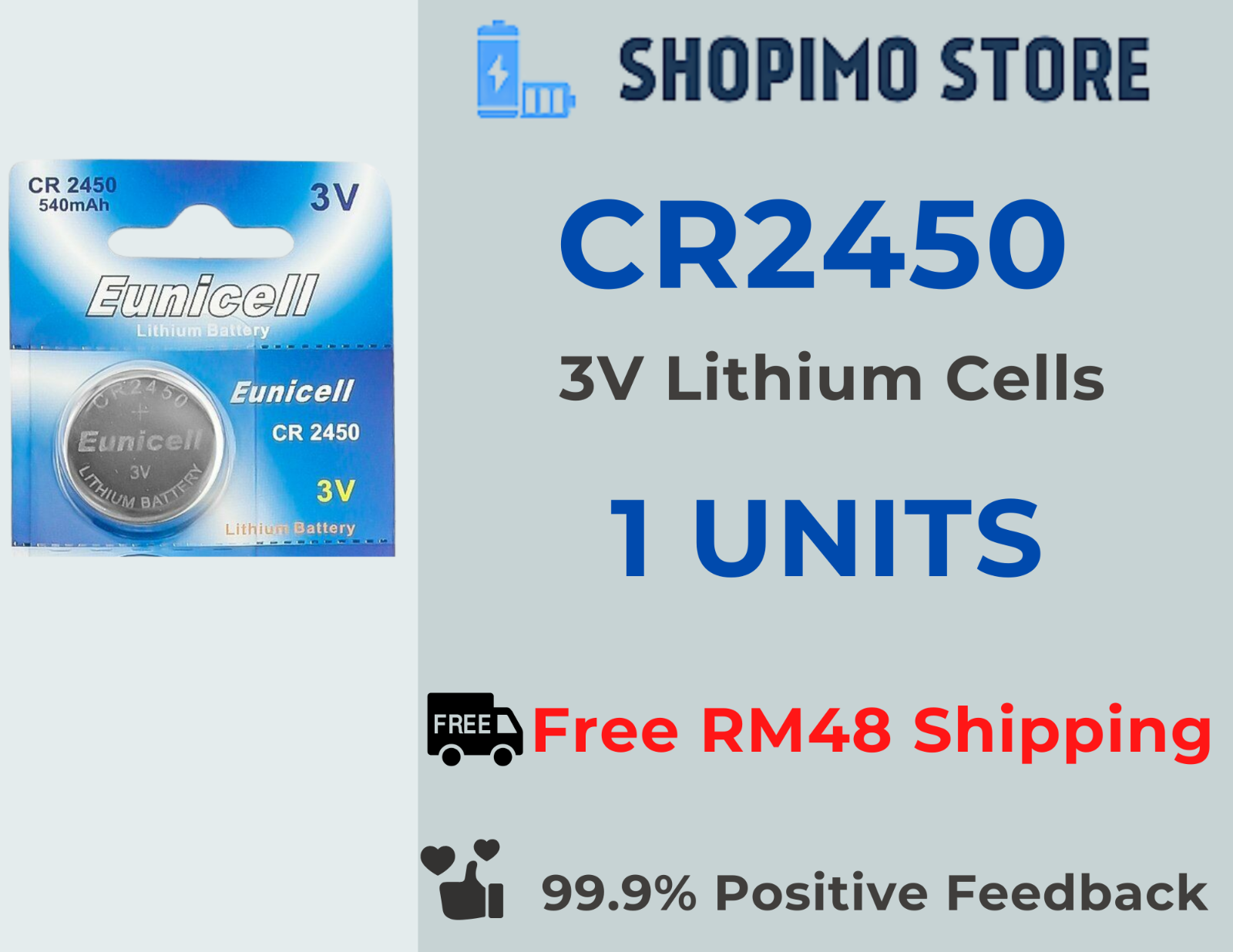 1x CR2450 Batteries DL2450 BR2450 ECR2450 3v lithium button/coin ...