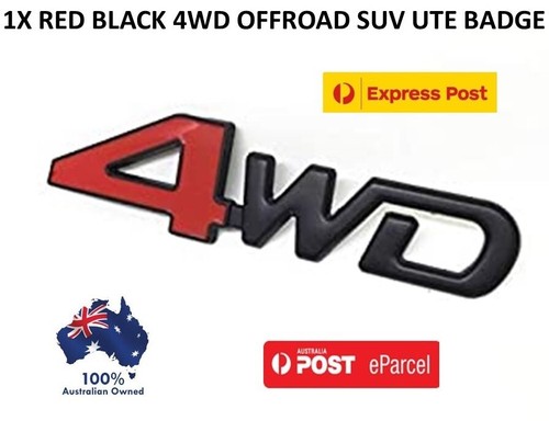 1X RED & BLACK 4WD 3D Metal Car Rear Badge Sticker Emblem Decal 4x4 Off ...
