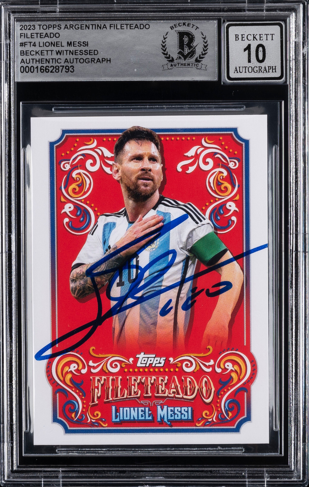 2023 Topps Argentina Fileteado Lionel Messi #FT4 Beckett BAS Auto 10 | eBay