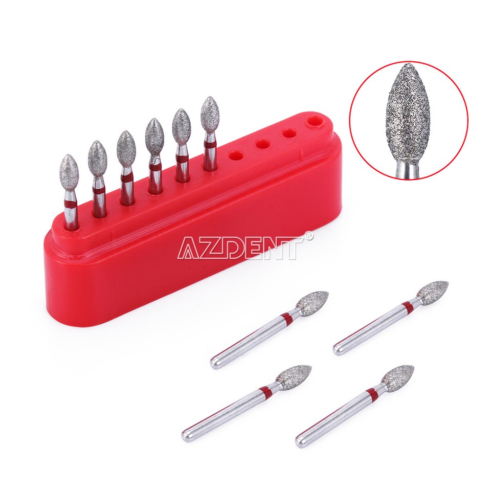 1-100X Dental Diamond Burs FG Fine Red Defend Football Shape 379-023F ...