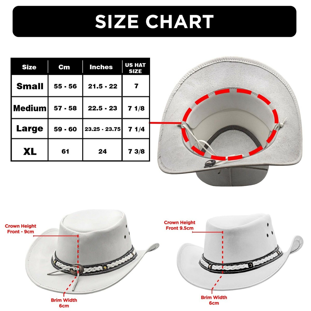 Cowboy Hat Brim Style Chart Charmgo Cowgirl Hat Clearance, Adult