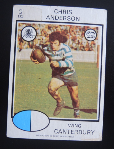 1975 Scanlens Rugby League Card Canterbury - Chris Anderson #73 of 132 ...