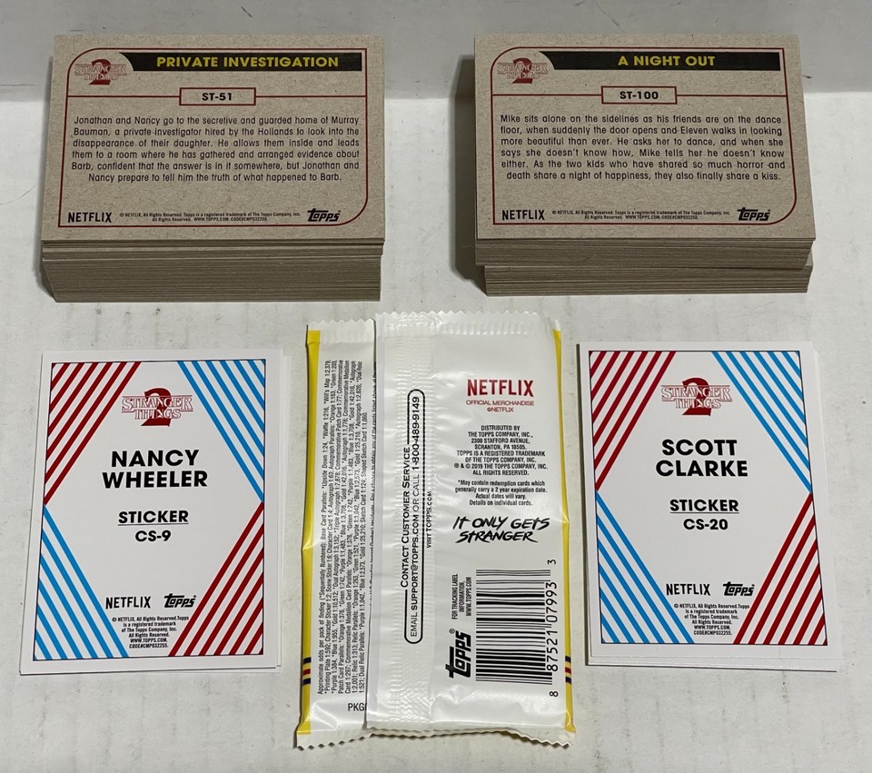 2019 TOPPS STRANGER THINGS SEASON 2 COMPLETE 100 CARD 20 CHARACTER ...