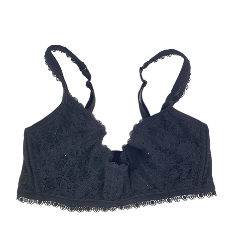 Vintage Victoria Secret Black Rhinestone Sheer Lace Bra No Wire Medium ...