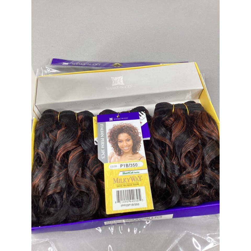 8” Oprah Curl #P1B/350 Off Black Copper Milky Way 100% Human Hair Short ...