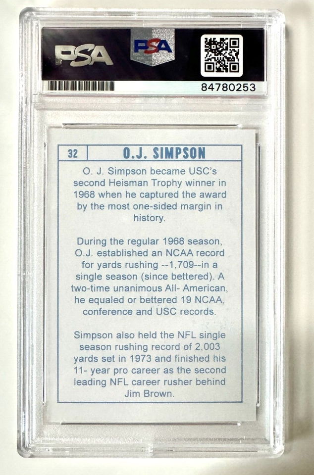 OJ Simpson Autographed USC Football Set Card PSA/DNA GEM MINT 10 | eBay