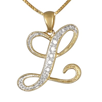 LETTER "L" SCRIPT DIAMOND INITIAL 14K YELLOW GOLD REGULAR SIZE | eBay