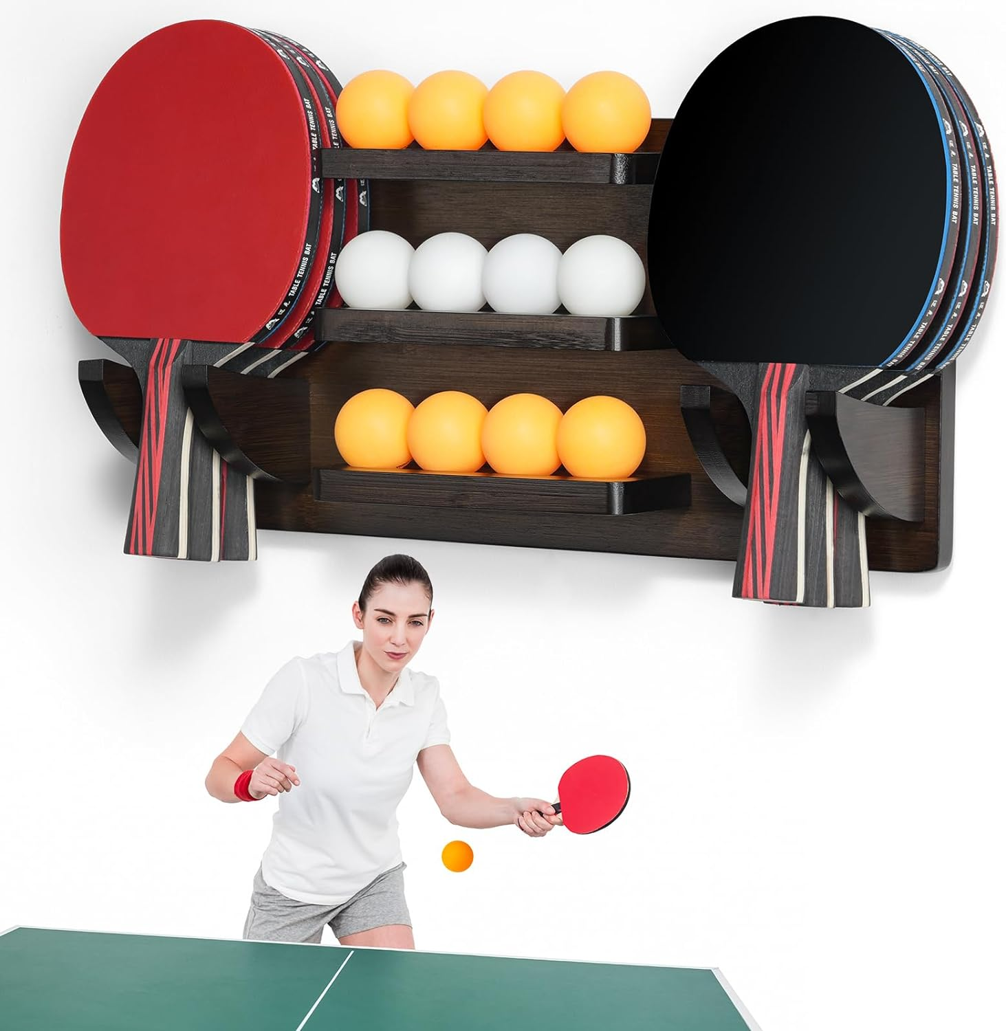 Ping Pong Paddle Holder Wall Mounted Table Tennis Racket Display for 6 ...