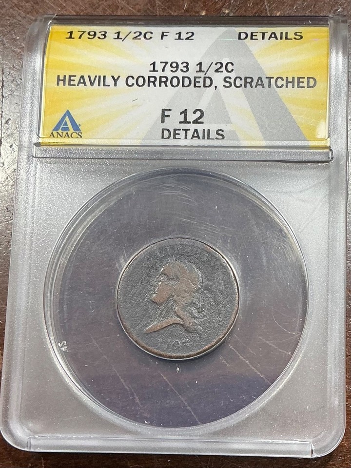 ANACS F 12 1793 LIBERTY CAP HALF CENT CORRODED | eBay