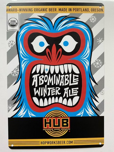 Hopworks Brewing - Abominable Winter Ale Sign - Craft Beer - Portland ...