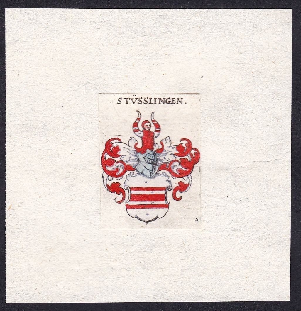Stüsslingen Emblem Coat of Arms Blason Heraldry Copperplate Engraving ...