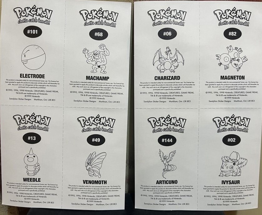 1999 Pokemon Sandylion Aufkleber Blätter #06 Charizard #02 Ivysaur 144 ...