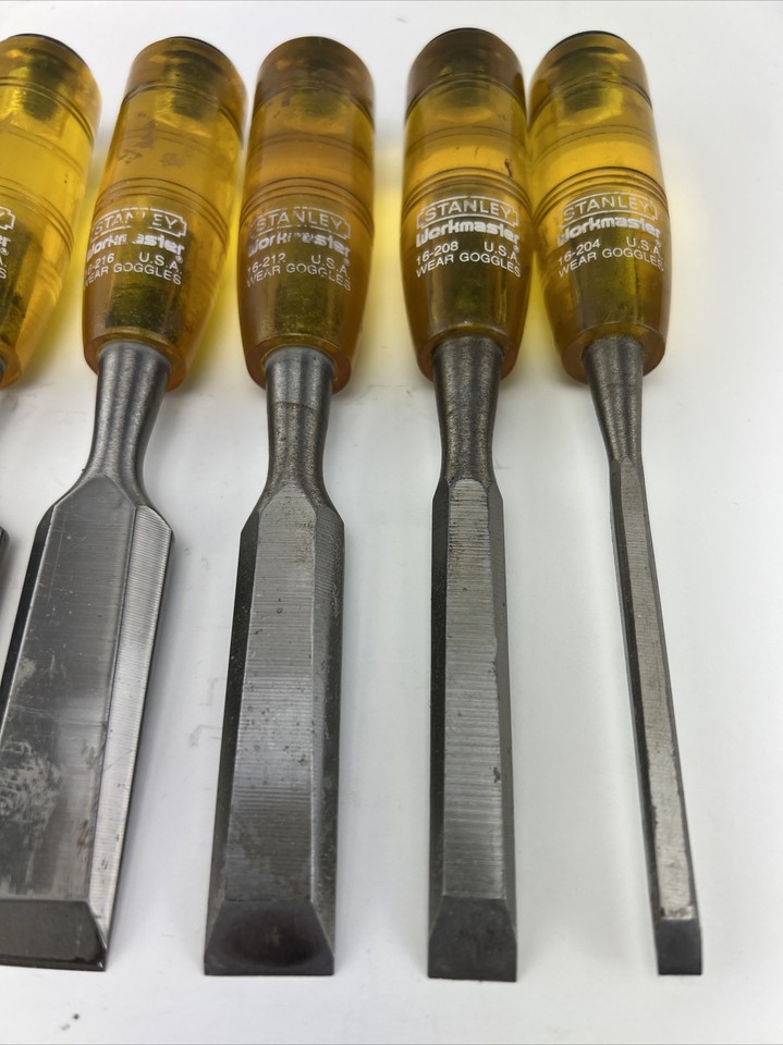 Vintage Stanley Workmaster 6 pc Bevel Edge Paring Chisel Set Made In ...