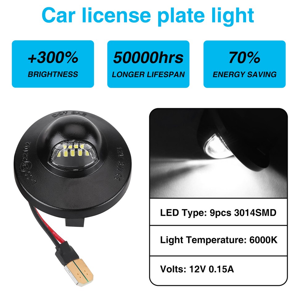 2X LED License Plate Light Rear Bumper Tag Assembly Lamp For Ford F150 ...