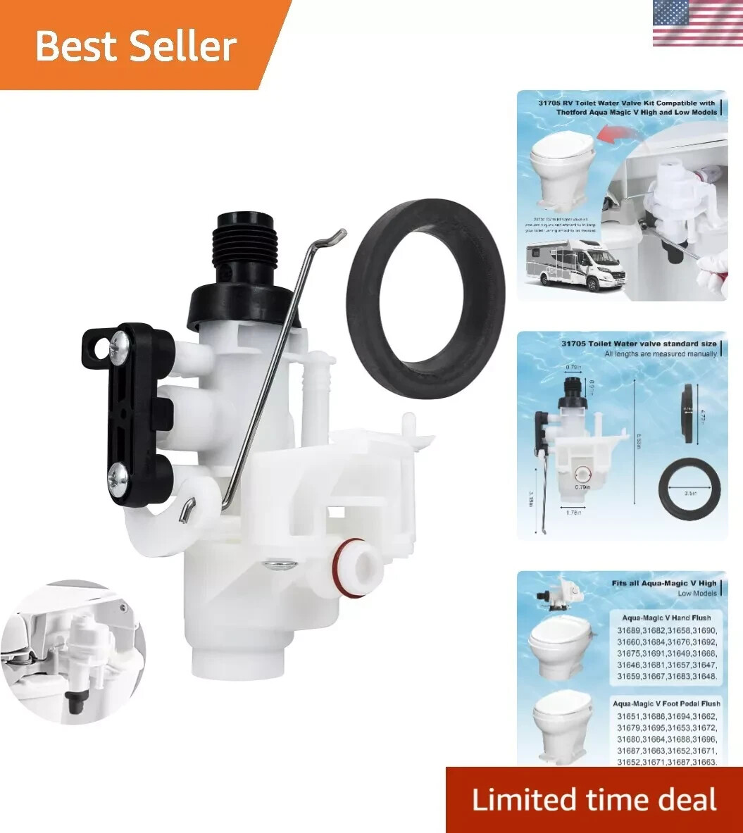 Upgraded Thetford Aqua Magic V Toilet Water Valve Kit Assembly For Rv ...