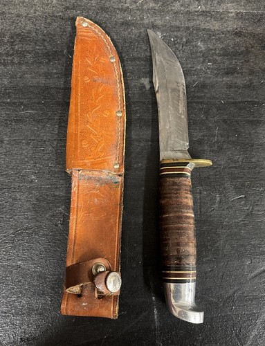 Vintage Western L66 Fixed Blade Hunting Knife 4.5” Blade W/ Sheath | eBay