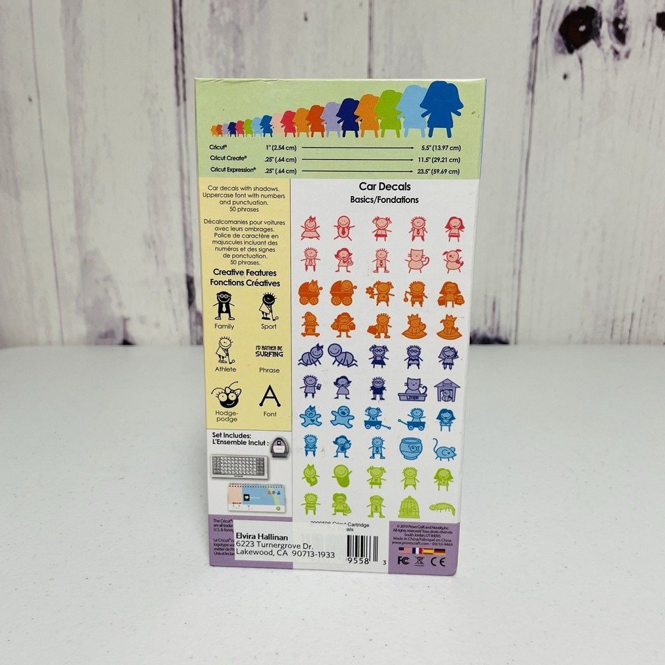 Cricut CAR DECALS Sticker Vinyl People Cartridge 2010 Hard To Find ...