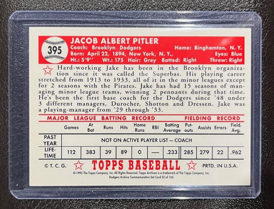 1995 Topps Archives Jake Pitler 1952 Reprint #395 MINT* | eBay