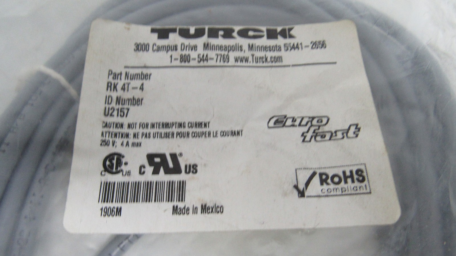 TURK RK 4T-4 U2157 CORDSET | eBay