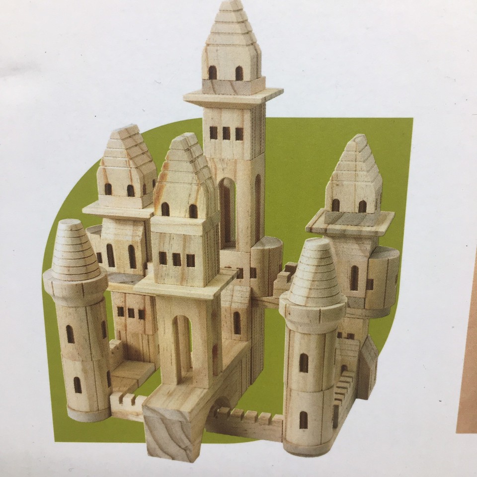 75pc Treehaus Castle Wooden Blocks Tower Bridges Turrets Arches Wood ...