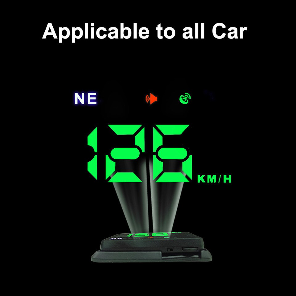 HUD Head-up Display Car GPS Speedometer MPH KM/H Overspeed Alarm Light ...