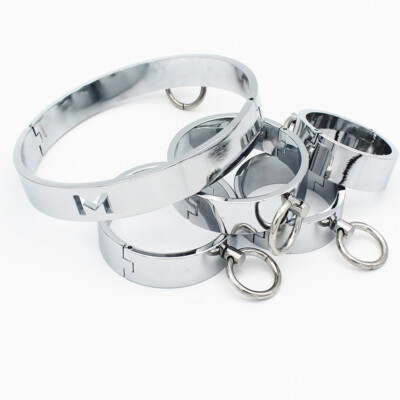 Metal Steel Bondage Handcuffs Ankle Cuffs Neck Collar Slave BDSM ...