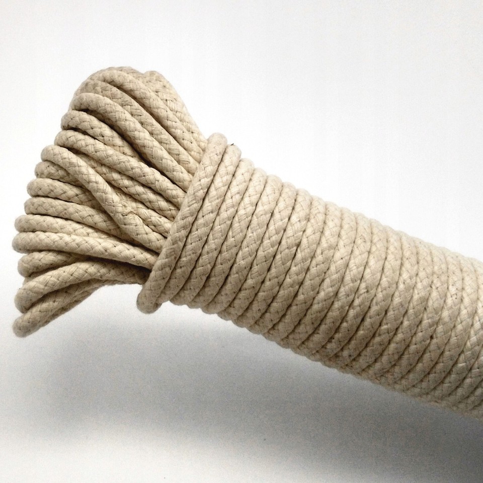 Natural Cotton Rope Cord Twine Braided 16 Strand Garden Washing Line ...