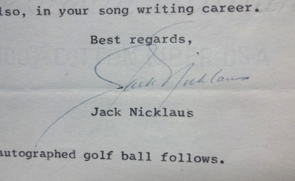 Jack Nicklaus Autographed Signed Letter 1967 Vintage Signature PSA/DNA ...