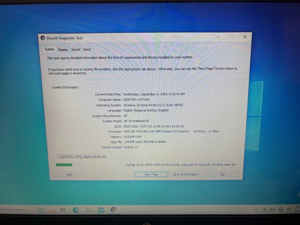 HP AMD A8-7410 APU@2.2GHz 8GB 256GB SSD AMD Radeon R5 DVDRW Windows 10 ...