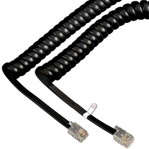 2 3 5m Curly Black Replacement Telephone Handset Lead Wire Cable RJ10 ...