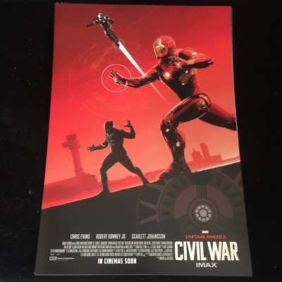Marvel Avengers Civil War IMAX Cinema Poster on Card Iron Man Black ...