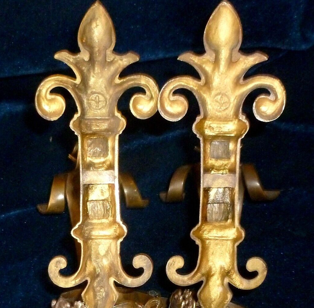 Pair of French Antique Gilded Bronze/ Brass Tiebacks hooks Lion Face | eBay