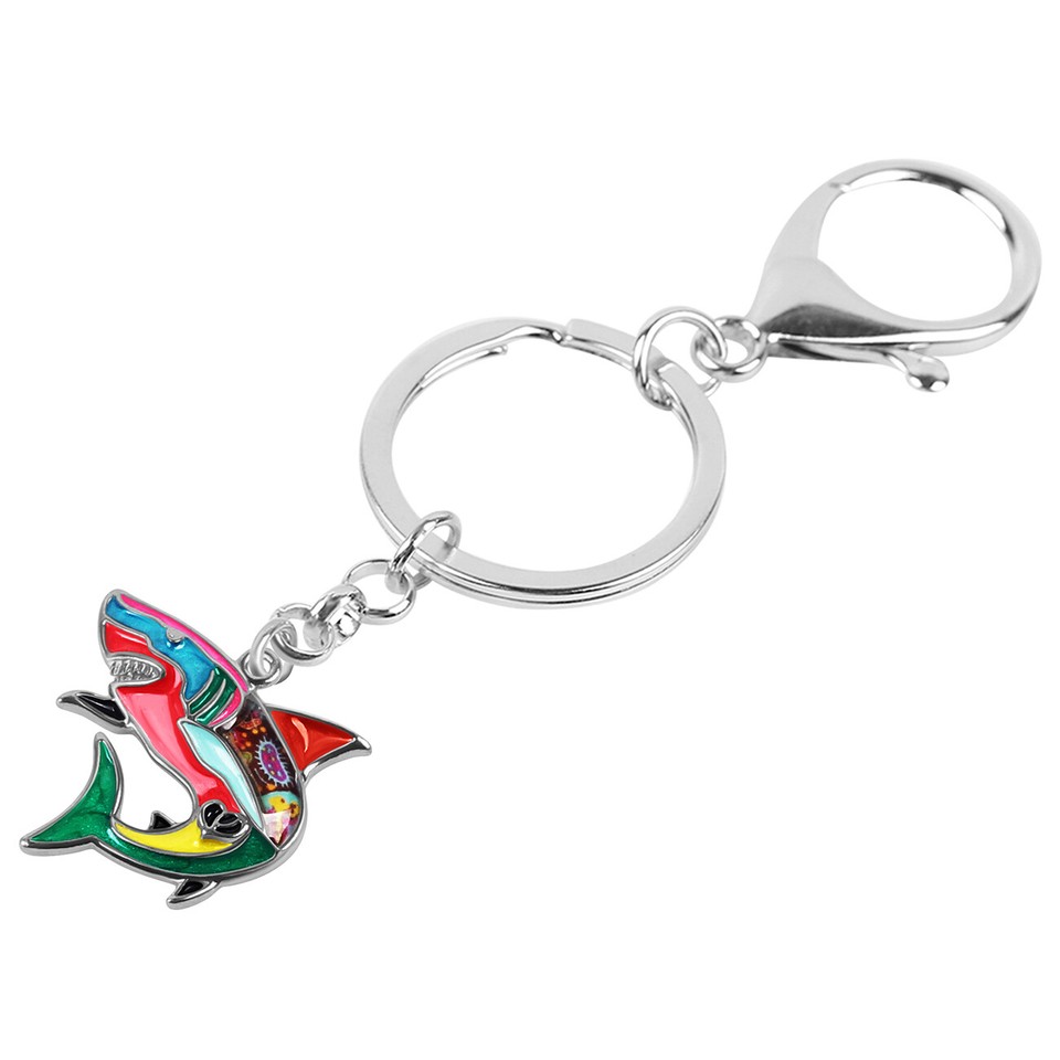 Enamel Alloy Ocean Shark Keychains Purse Key Ring Sea Life Jewelry ...