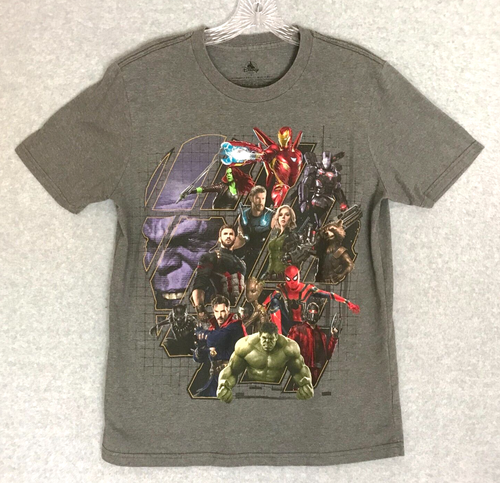 Marvel Superheroes T-Shirt Mens Small Gray Group Graphic Short Sleeve ...