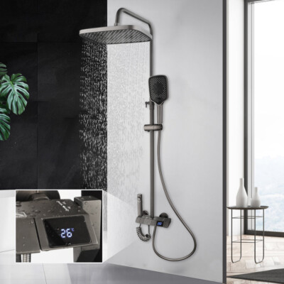 Piano Key Bathroom Digital Display Mixer Shower Faucet Set Rainfall ...