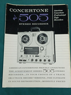 c1960 Concertone 505 Stereo Recorder Reel to Reel Tape Deck brochure ...