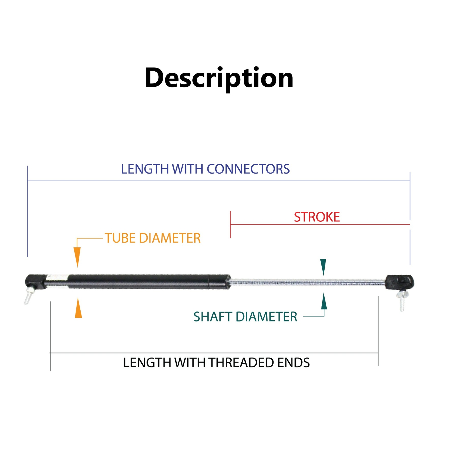Gas Strut 300mm-100N x2 (8mm Shaft) Caravans, Trailers, Canopy ...