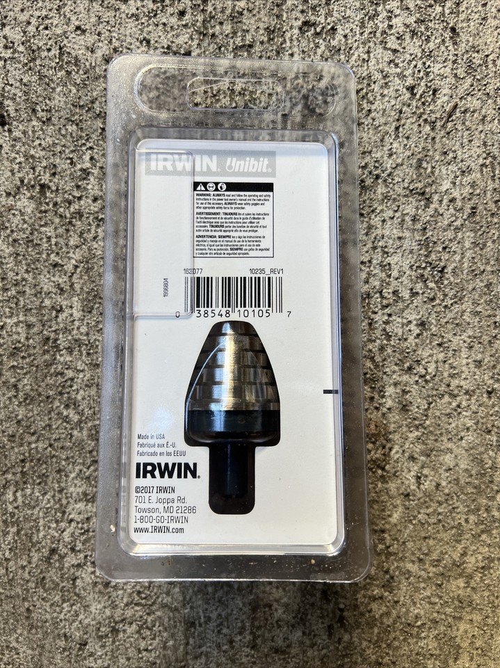 Irwin 10235 #5 Unibit Step Drill Bit, 1/4" - 1-3/8", Speed Point HSS ...